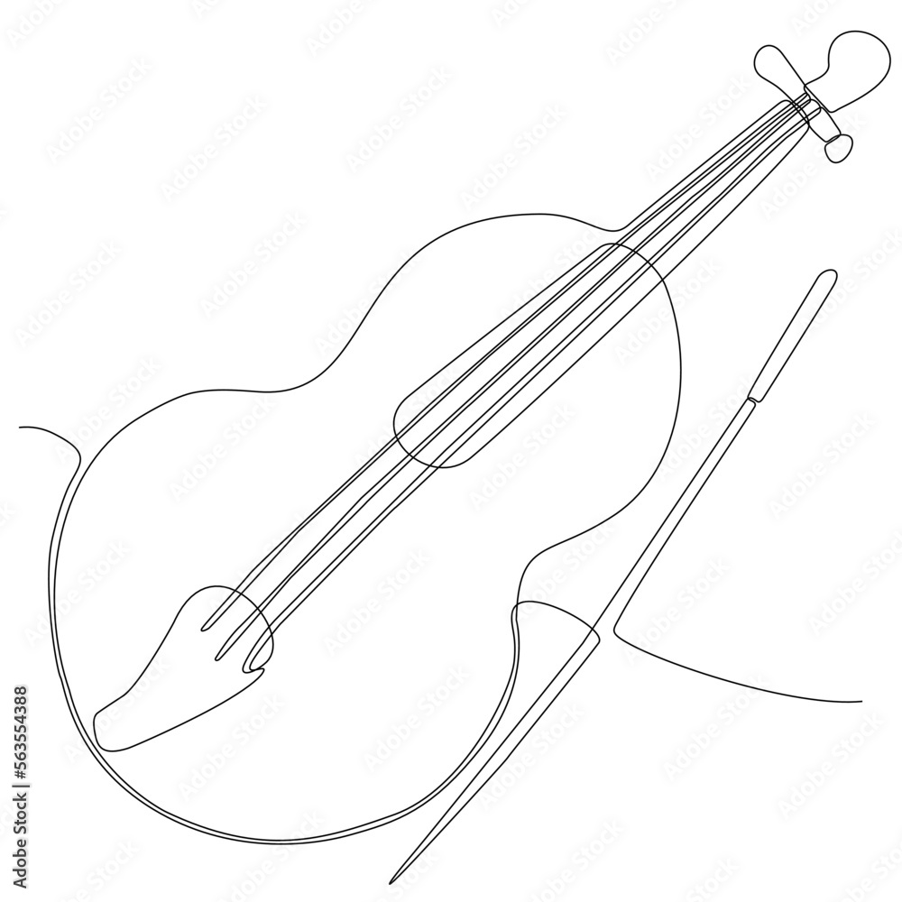 continuous line drawing of violin minimalist design Stock Vector ...