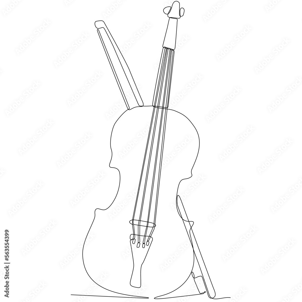 continuous line drawing of violin minimalist design Stock Vector ...
