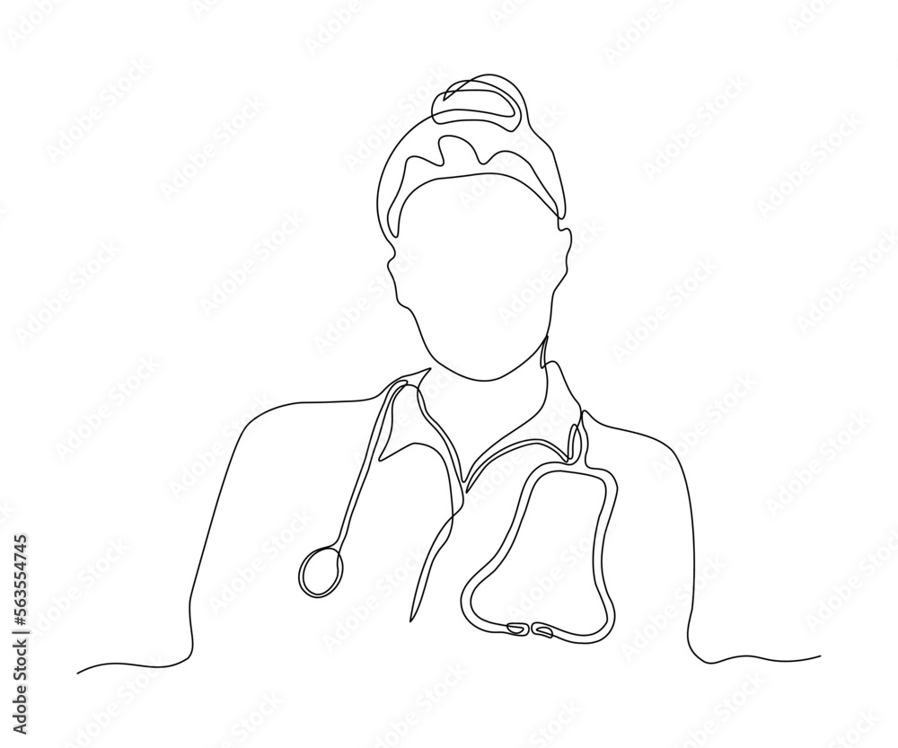 abstract doctor without a face with a stethoscope, hand-drawn ...