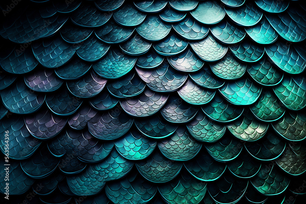 Dragon scales background - turquoise shining shells, generative ai ...