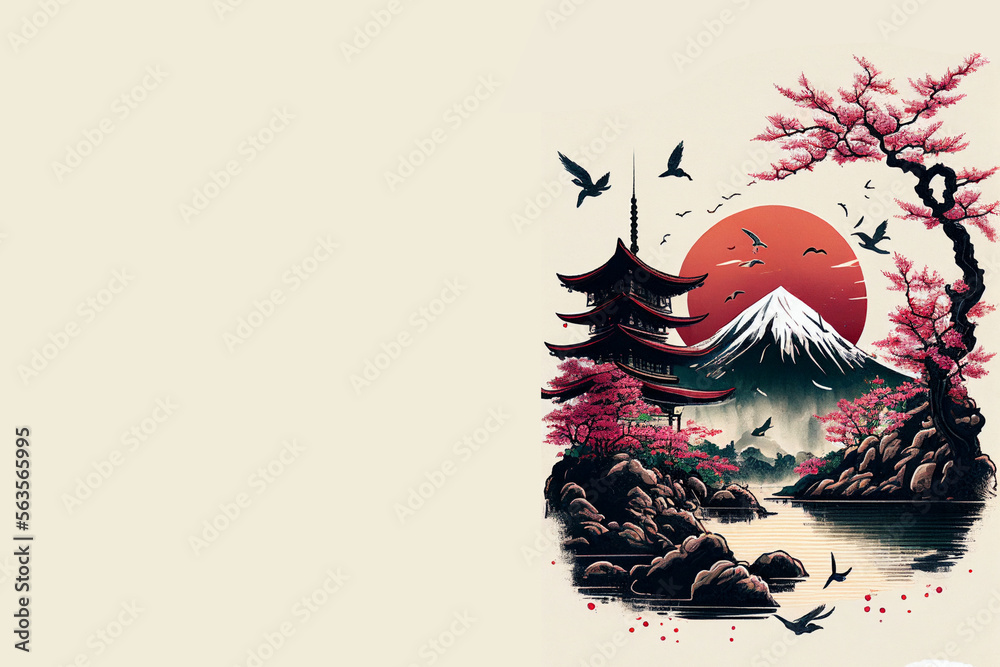 Beautiful Japanese background/wallpaper/laptop with empty copy space ...