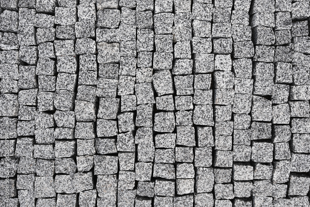 Overhead view of cobblestone street texture. Stone pavement texture ...