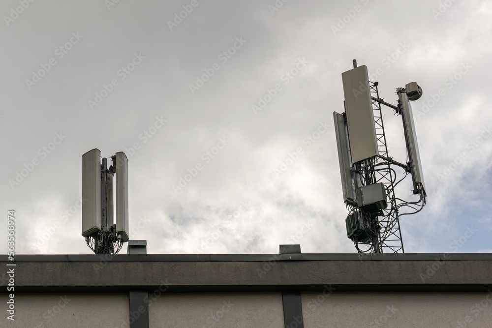 5G smart mobile phone radio network antenna base station on a ...