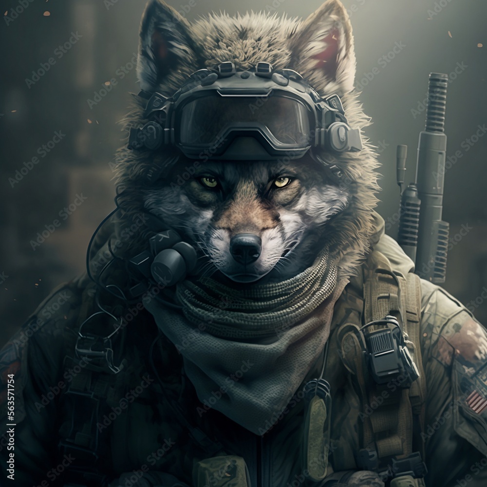 Animal Wolf Soldier in Special Forces Syle - Generative KI Stock ...