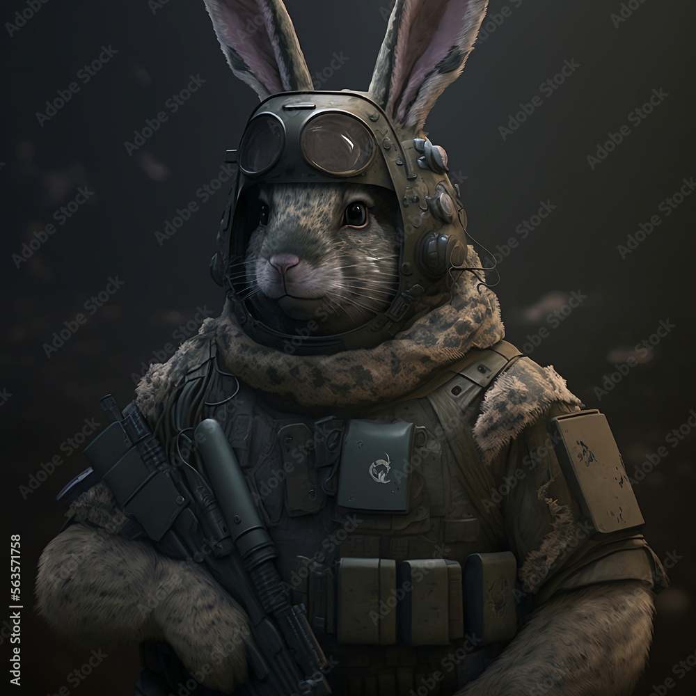 Animal Rabbit Soldier in Special Forces Syle - Generative KI Stock ...