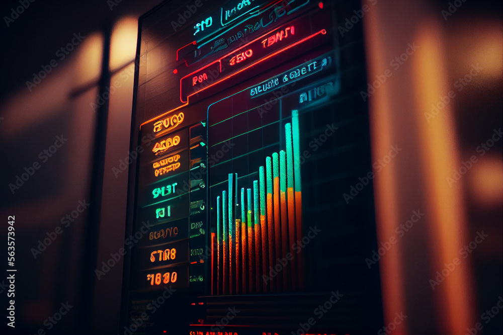 Neon Chart rising successful upwards created with generative ai ...