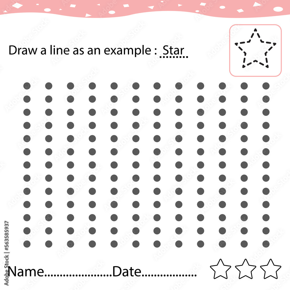 Connect dots with straight lines and draw Star. Worksheet for children ...