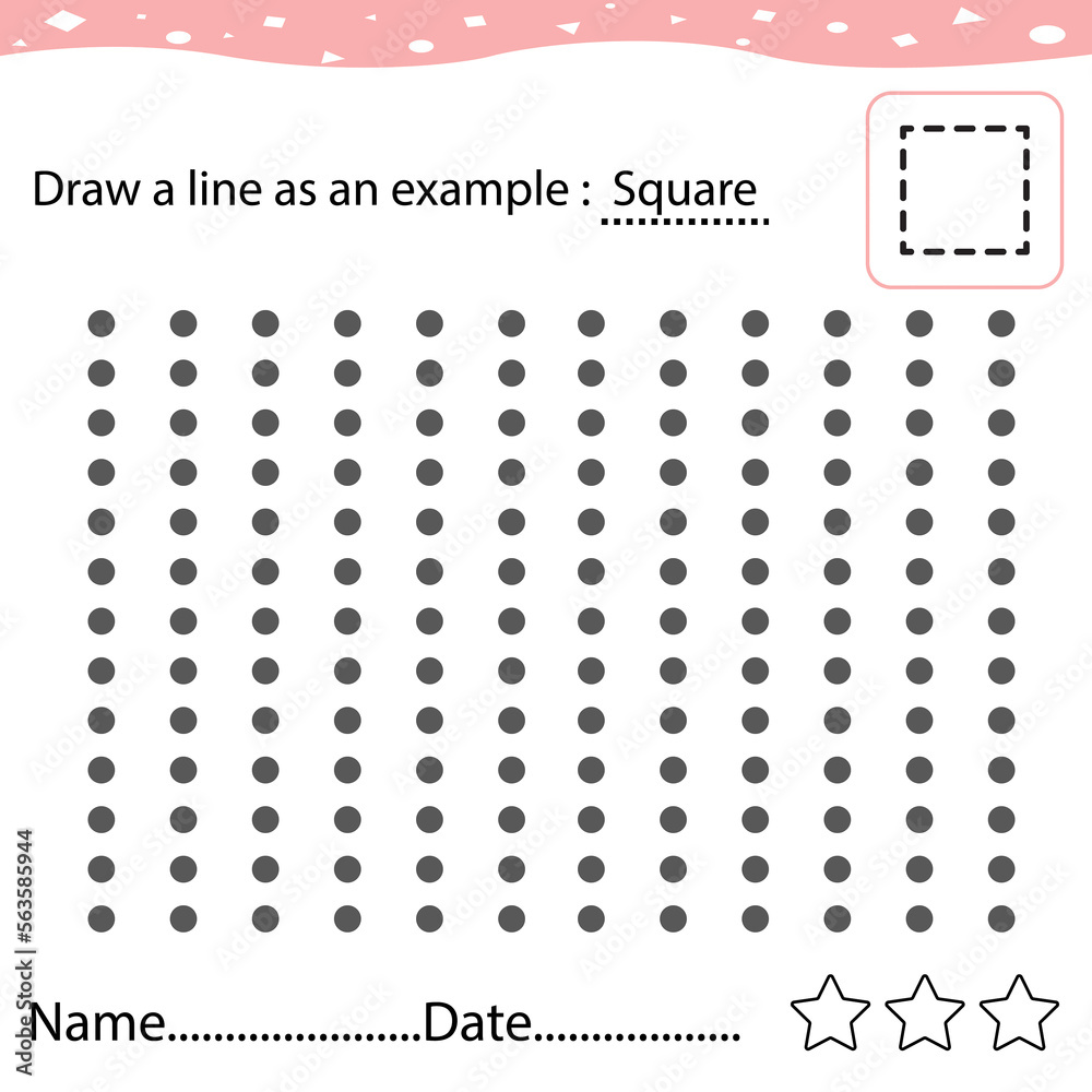 Connect dots with straight lines and draw square. Worksheet for ...