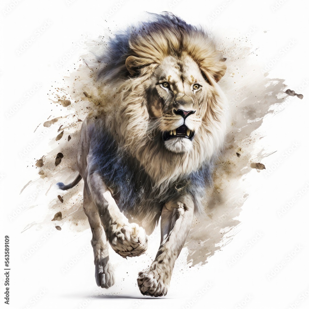 lion attacking, tattoo Stock Illustration | Adobe Stock