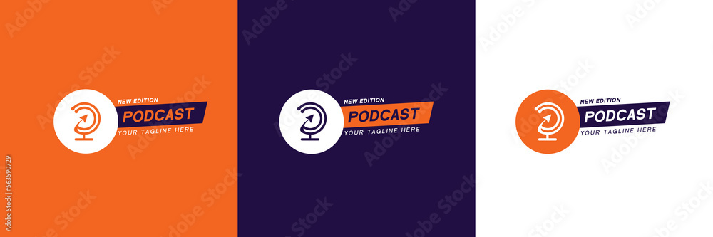 Unique Podcast Logo With Microphone Shape Concept and Color Variant ...