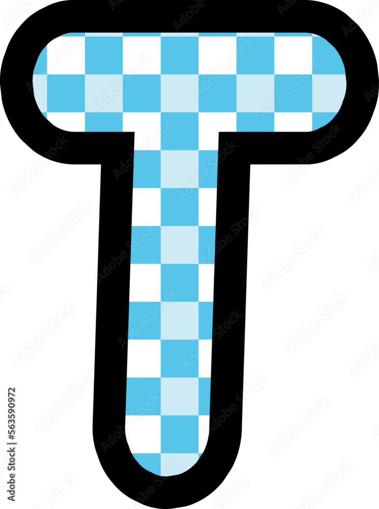 aesthetics cute puffy checkers letter hand draw alphabet Stock Vector ...