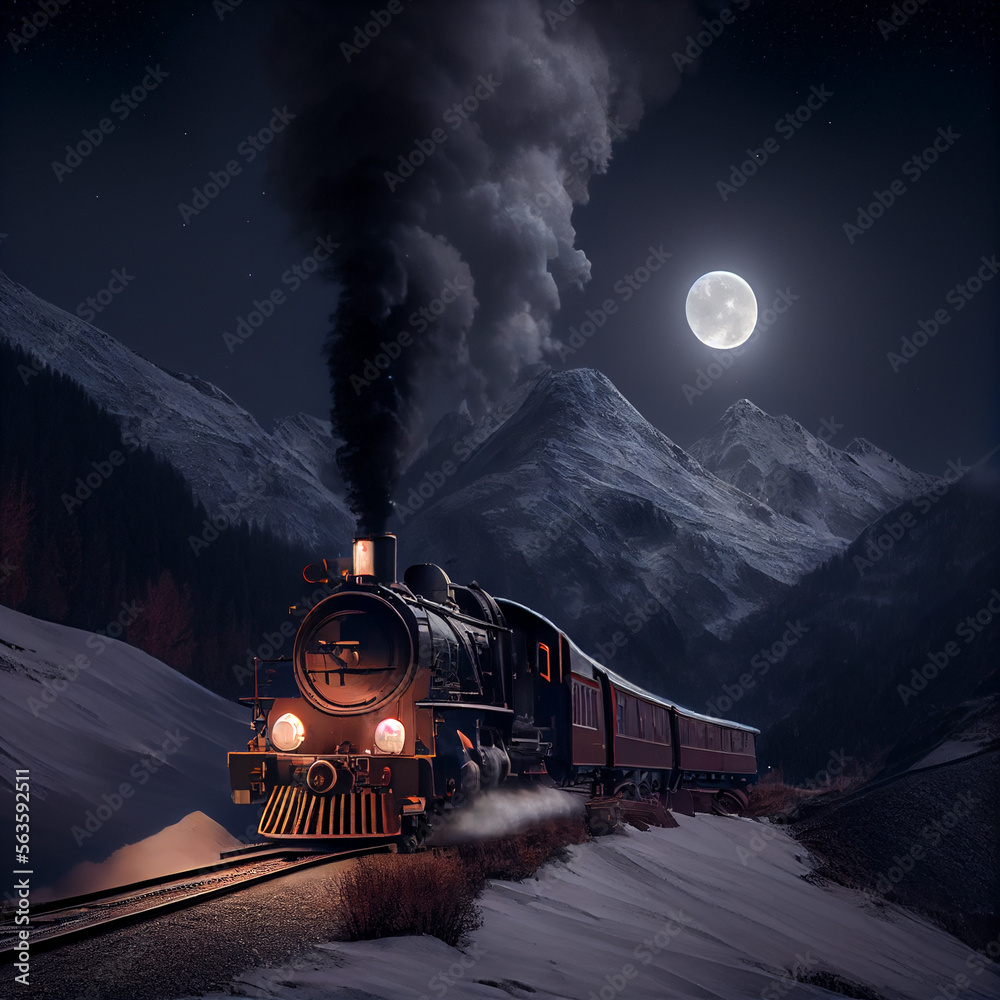 Steam locomotive, created with Generative AI technology. Stock ...