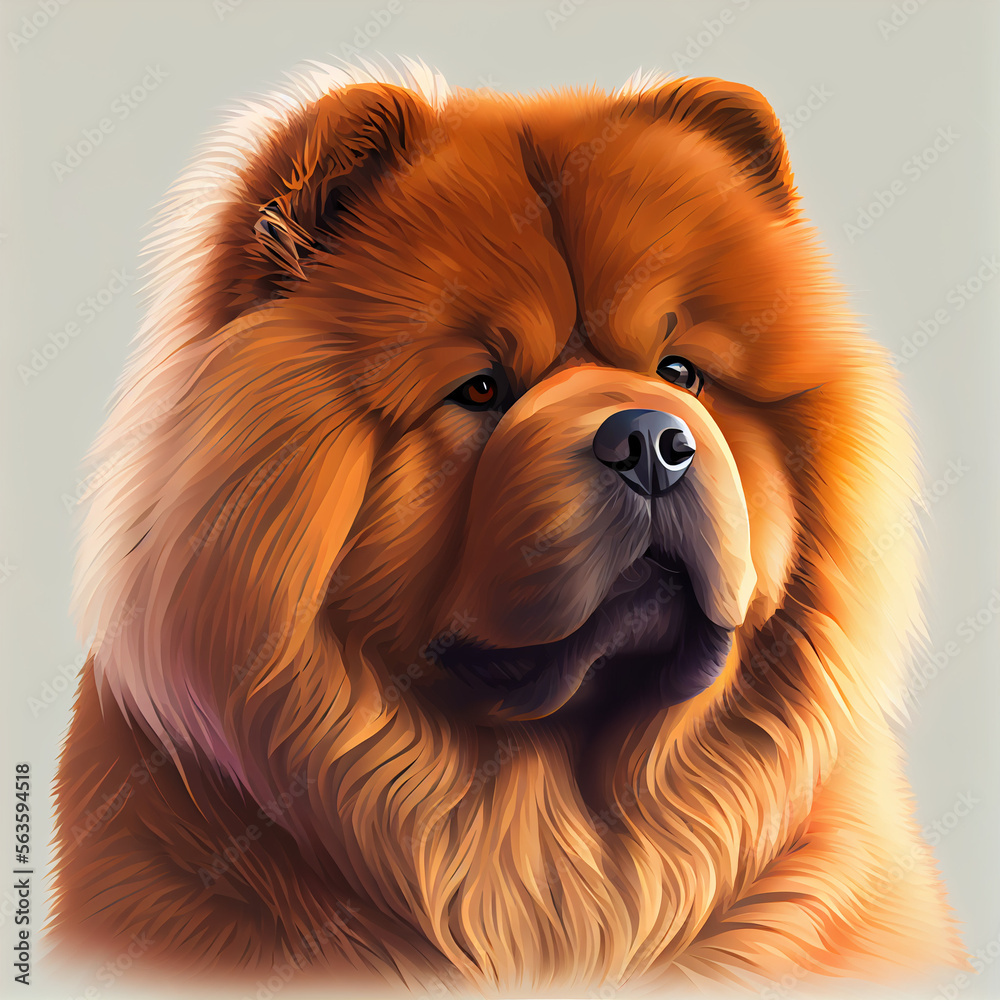 Chow Chow sitting, cartoon style with gradient background Stock ...