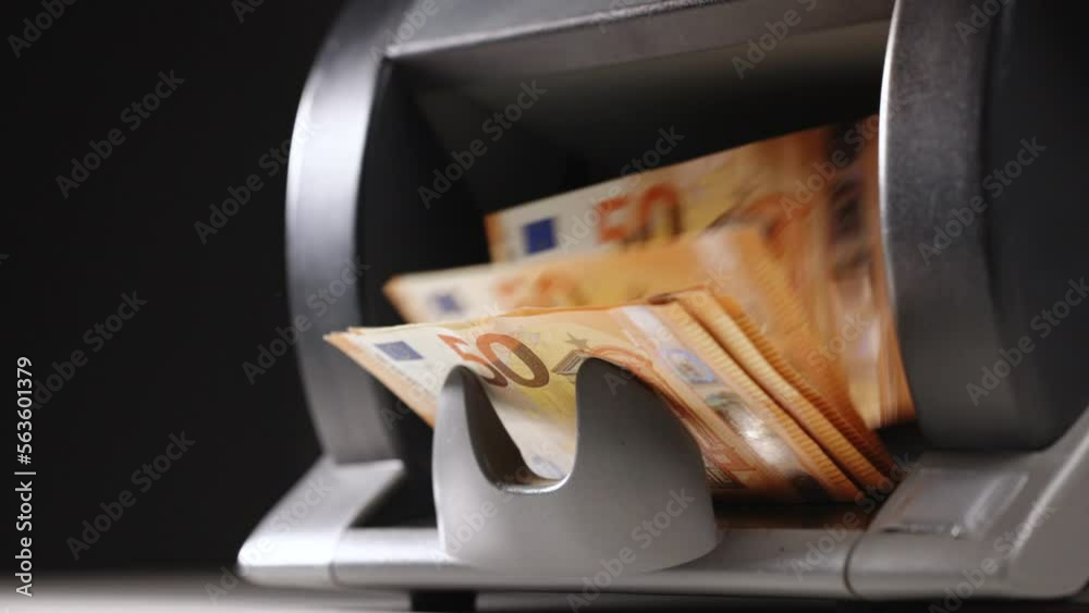 Close up of euro banknotes while being counted. Money counting ...