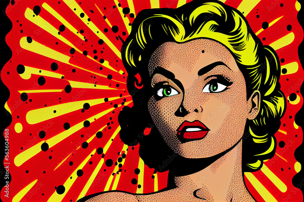 Portrait Von Sexy Pin Up Girl Im Bunten Pop Art Retro Comic Stil