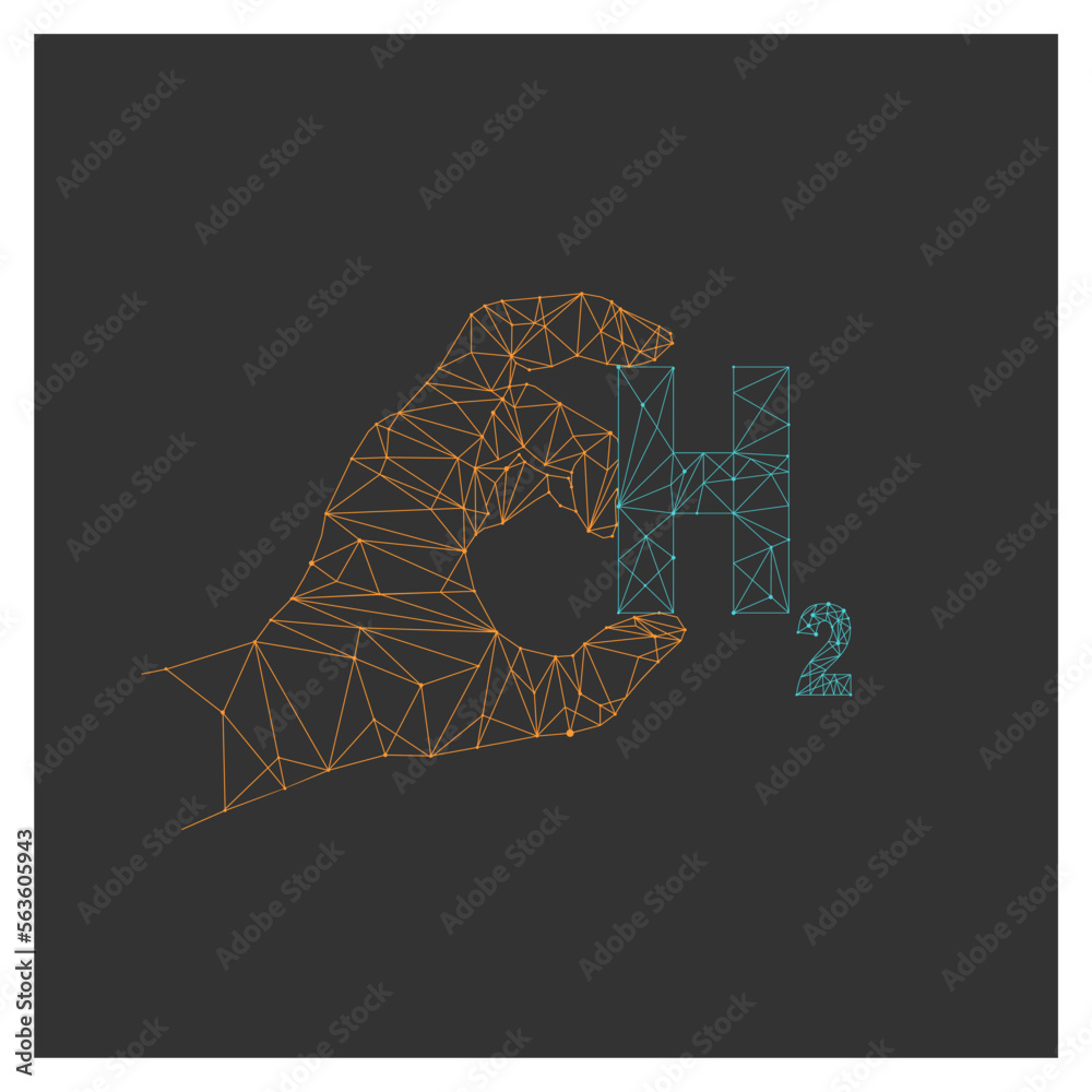 Concept of green hydrogen energy. Hand holding chemical symbol of ...