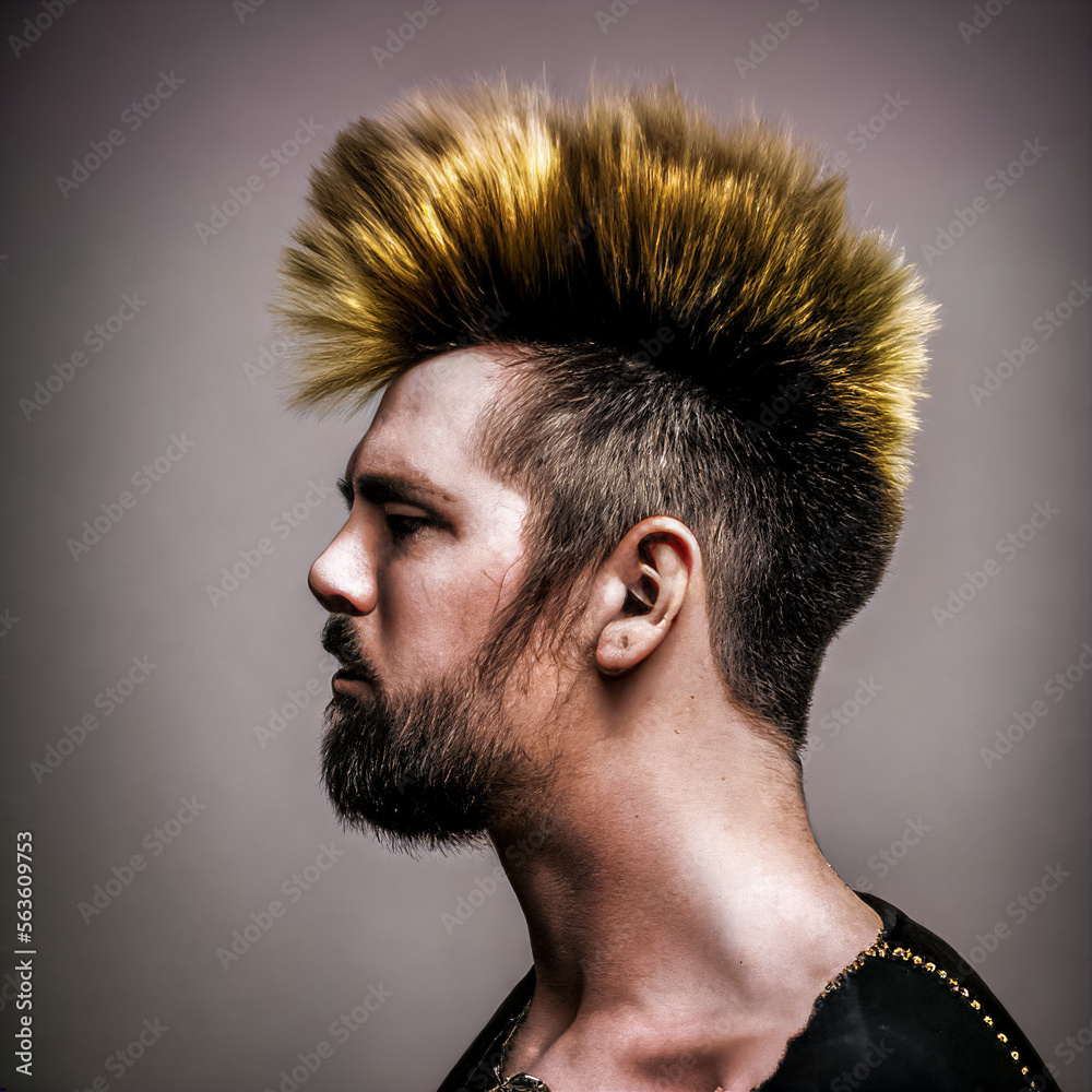Generative AI - Golden Rebel: A Side Profile of a Punk Rocker with a ...