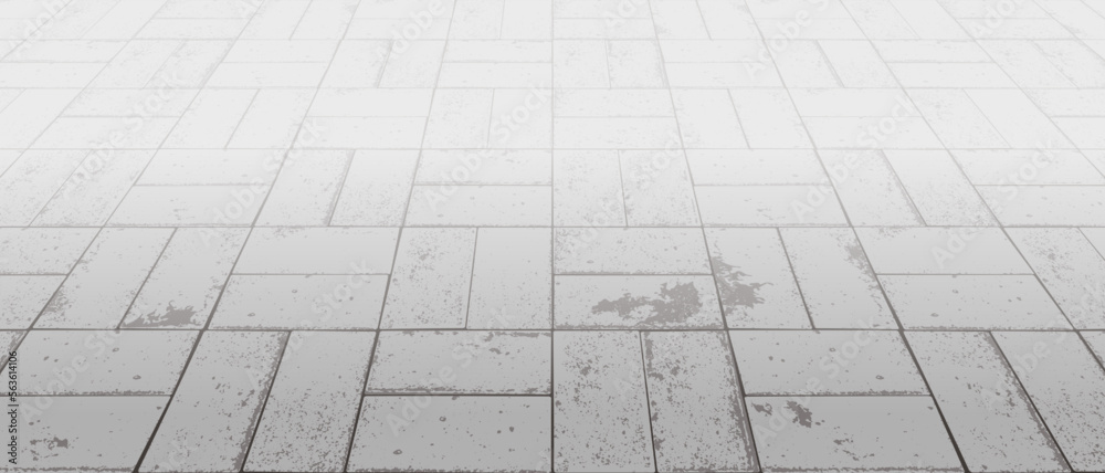Vanishing perspective concrete crossed blocks floor pavement vector background with texture ...