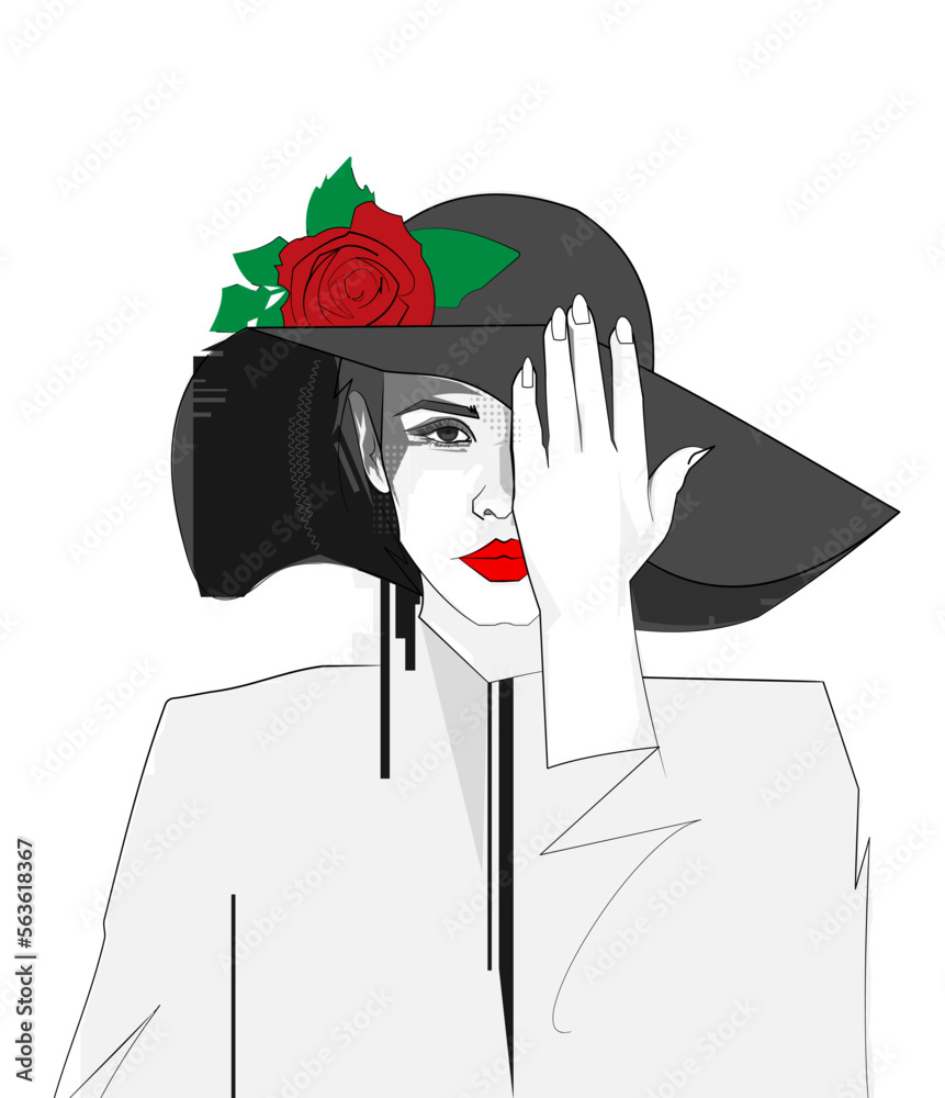 Simple color illustration, person vector art. Woman - female portrait ...