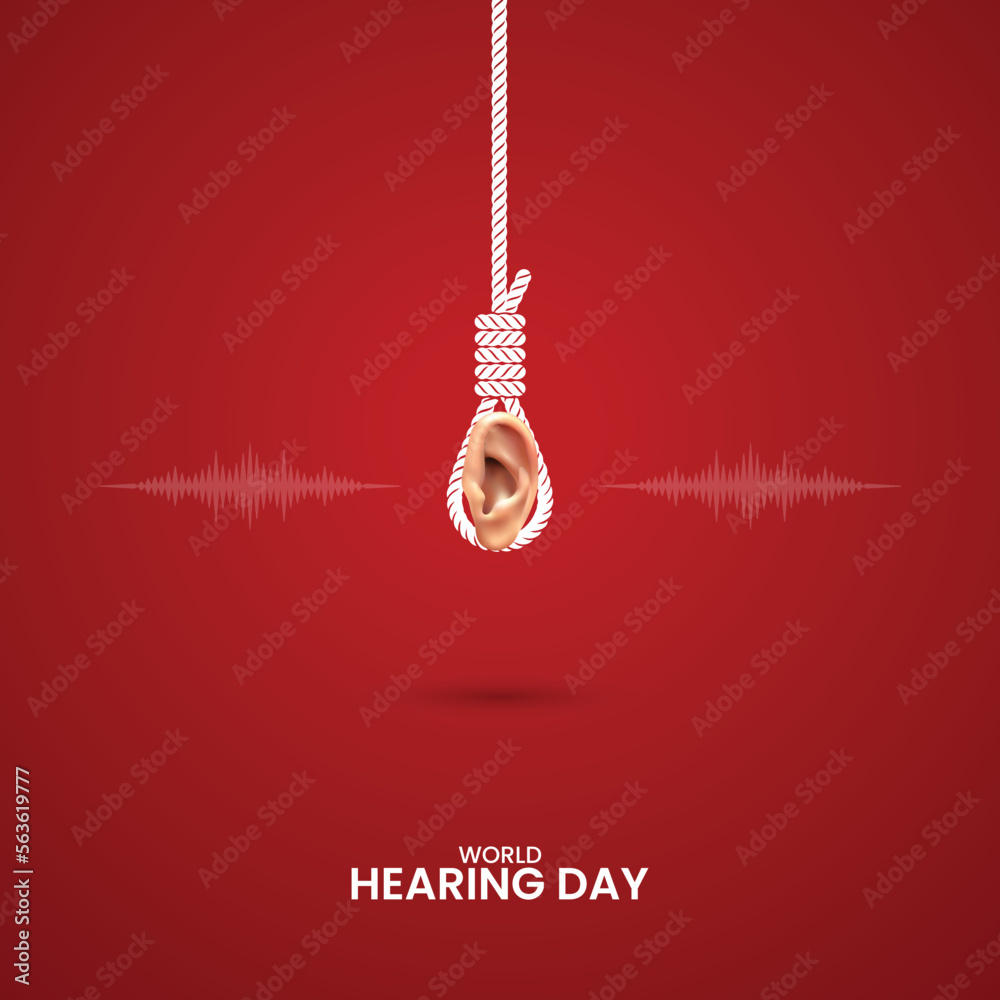 World hearing day, hearing with sound wave design for banner, poster ...