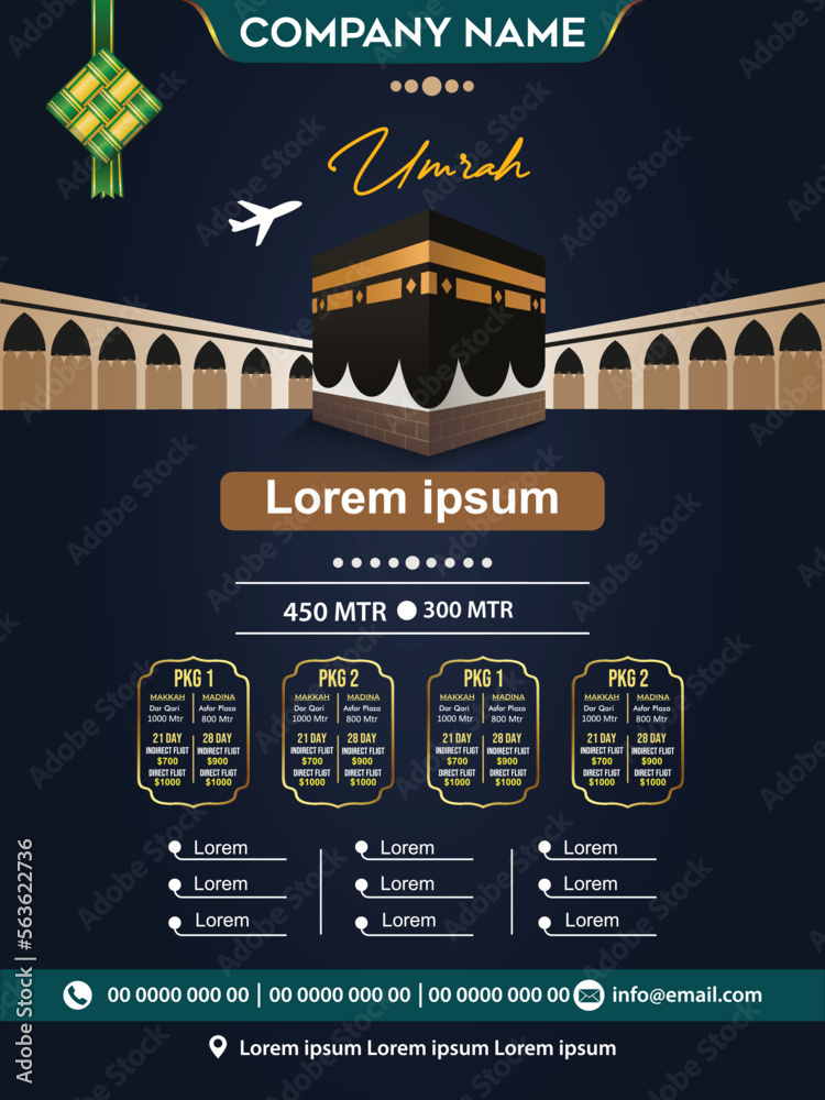 Hajj and Umrah Luxury package flyer, Ramadan Kareem flyer template ...