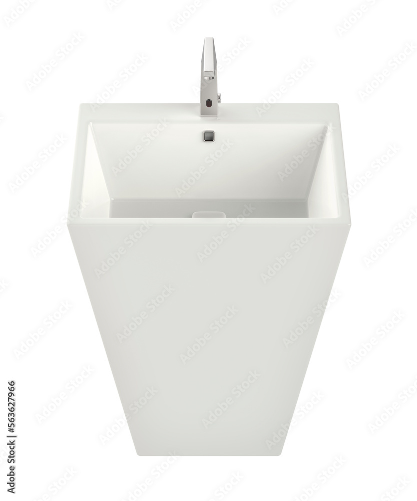 Floor-mounted wash basin with sensor faucet on transparent background ...