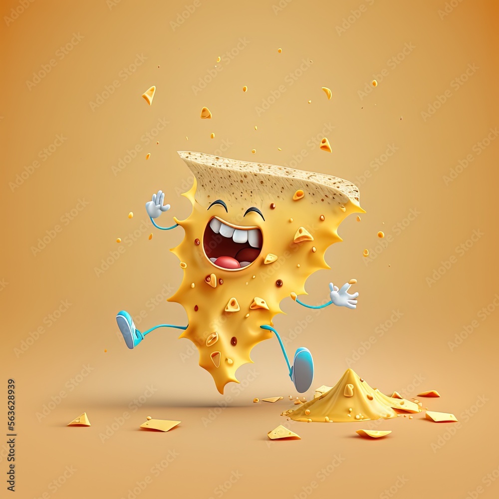 Cute Cartoon Nacho Character (Generative AI) Stock Illustration | Adobe ...