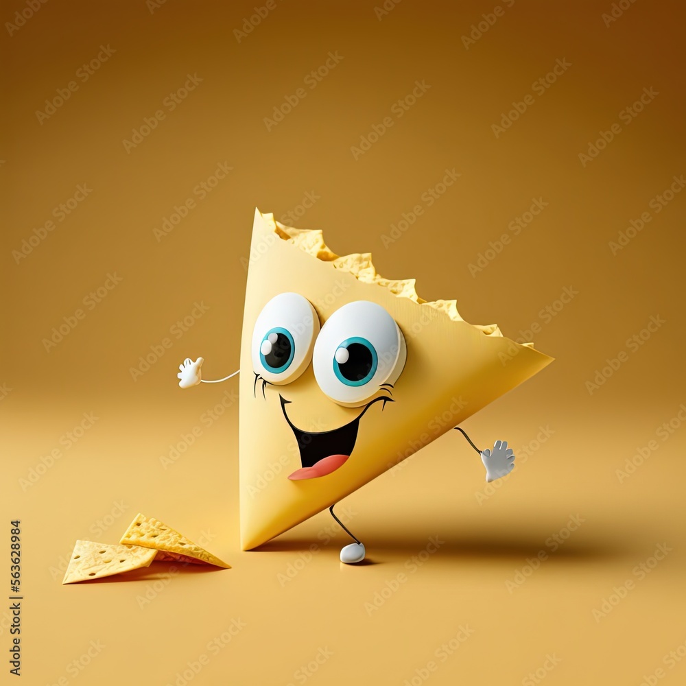 Cute Cartoon Nacho Chip Character (Generated with AI) Stock ...