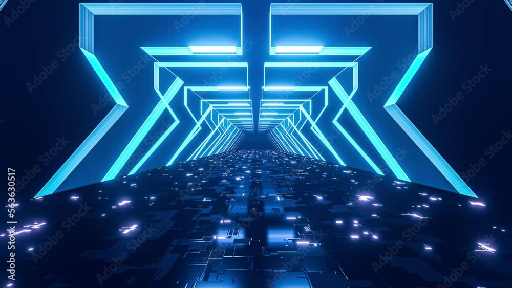 Flying In Virtual Technological Cyberspace, Video Loop Animation ...