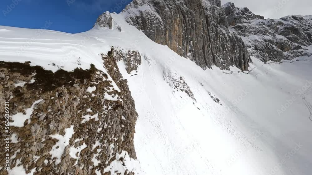 Winter mountain cliff summit structure stone ridge snow environment ...