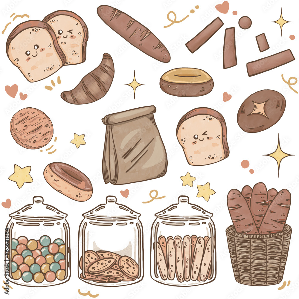 Cute Bakery’s house png, Bun shop with transparent breads, croissants ...