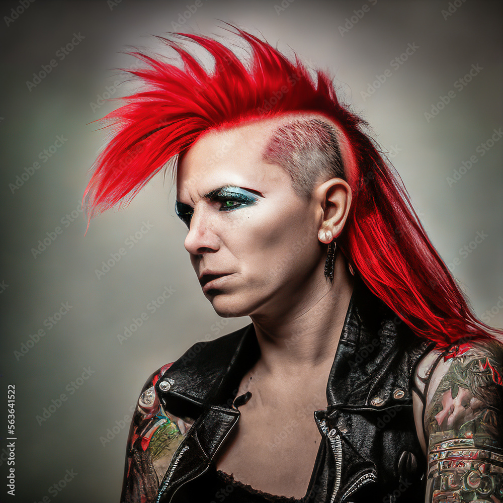 Generative AI - Hardcore Rebel: A Portrait of a Punk Rock Female with a ...