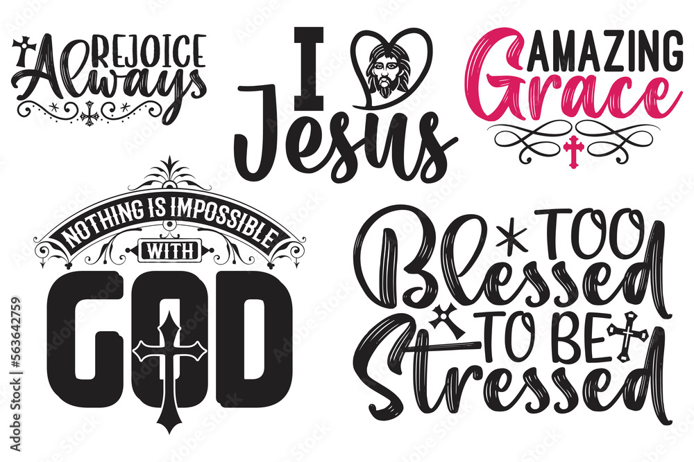 Jesus Christian SVG And T-shirt Design Bundle, Jesus Christian SVG ...