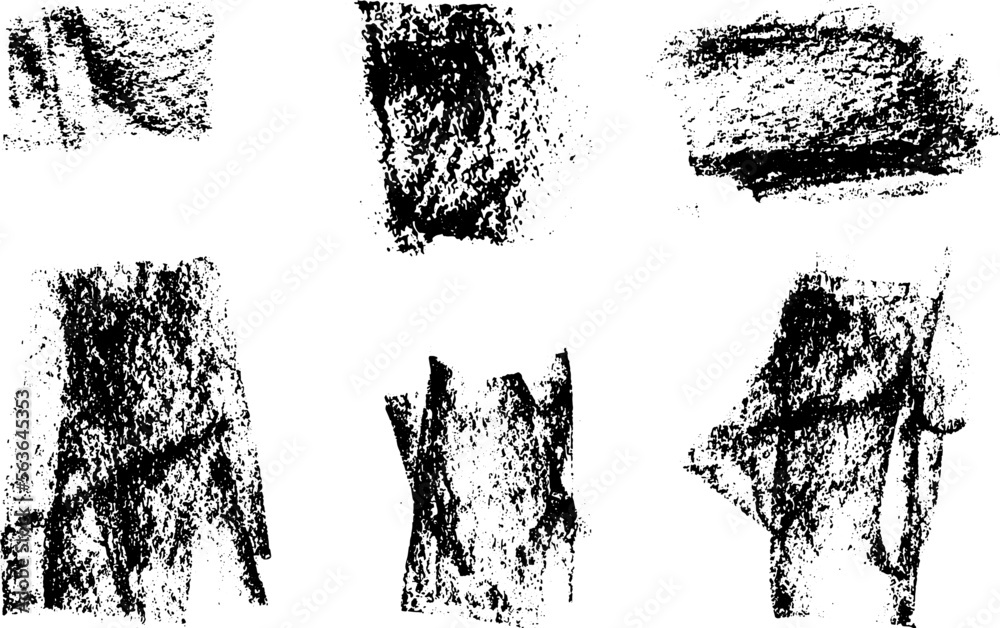 Charcoal bold smears, wide brush stroke shapes. Hand drawn scribble ...