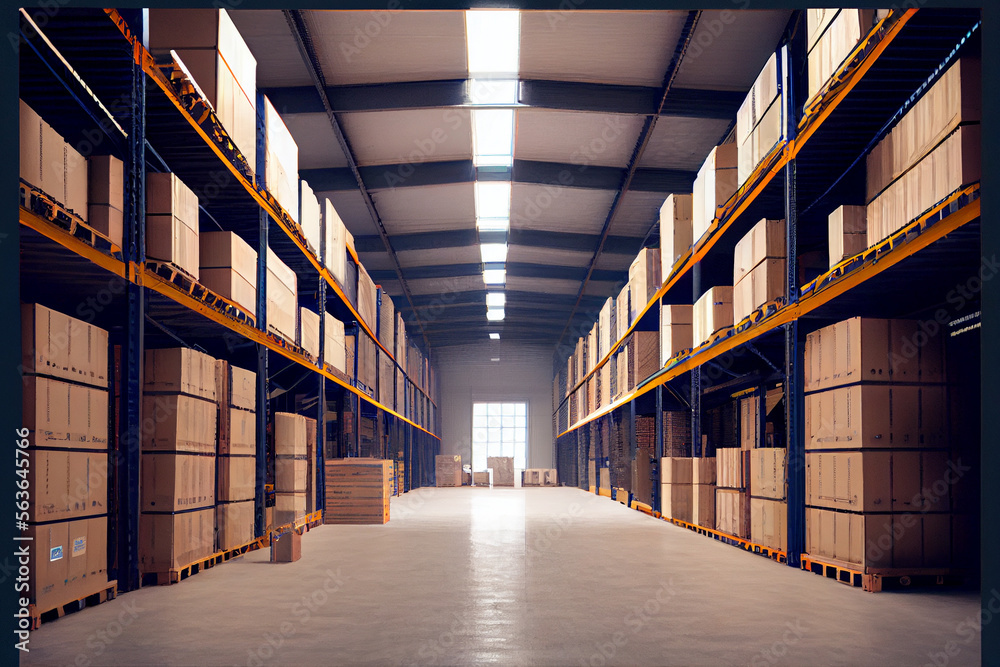 Riesige Lagerhalle - Effiziente Lagerwirtschaft und Logistik in Aktion ...