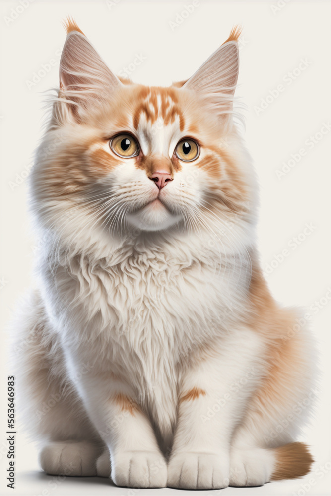 Scottish fold cat. Beautiful cartoon cat. A portrait of a white cat ...