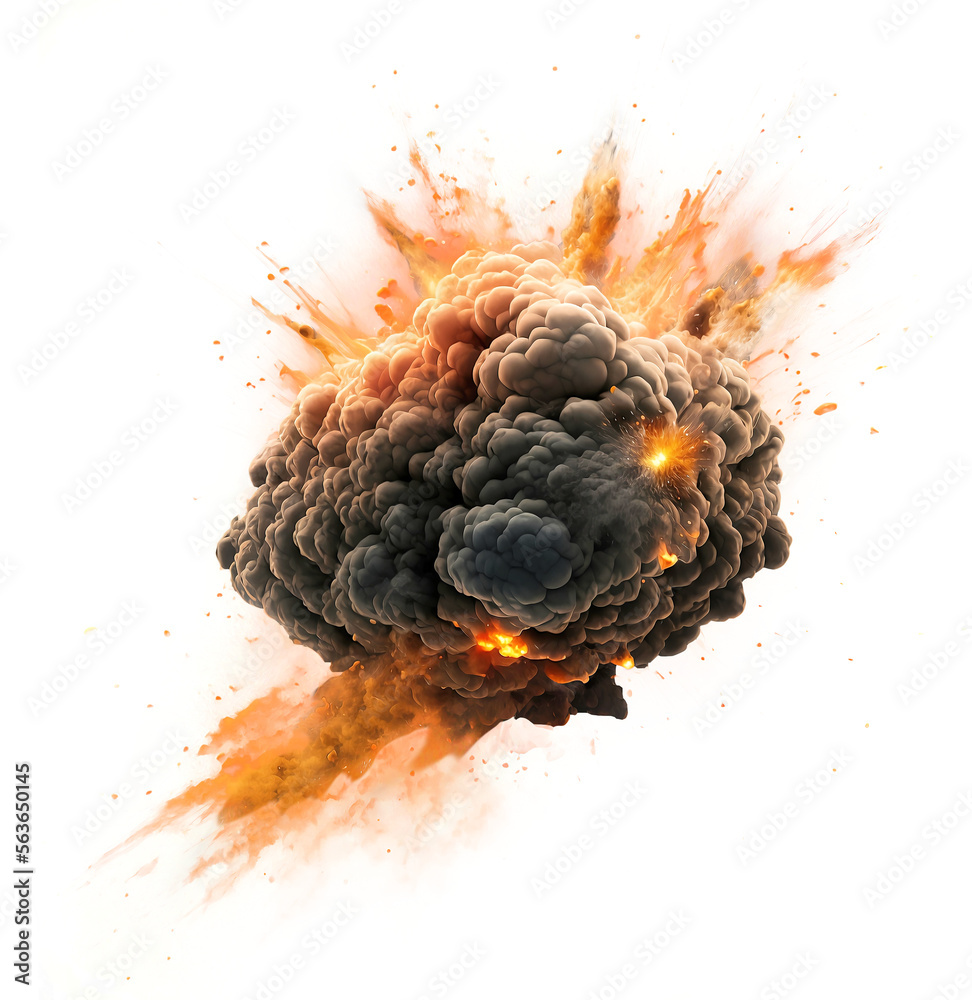 Realistic big explosion with smoke PNG Stock Illustration | Adobe Stock