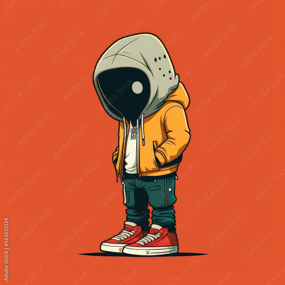 Illustrated vector of a minimalist, clean and bright cartoon Hype Beast ...