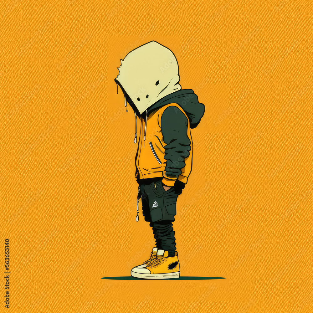 Illustrated vector of a minimalist, clean and bright cartoon Hype Beast ...