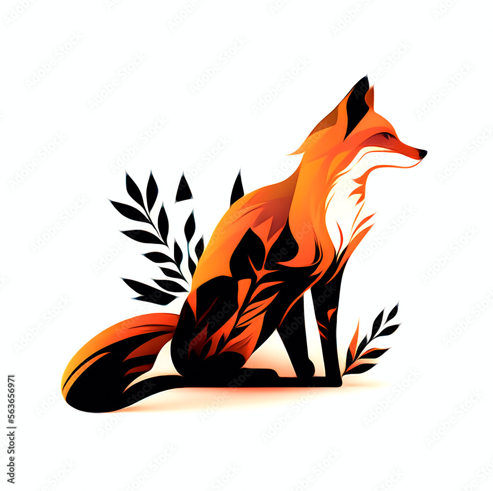 illustration of a full body fox for a tale or a logo drawn in profile ...