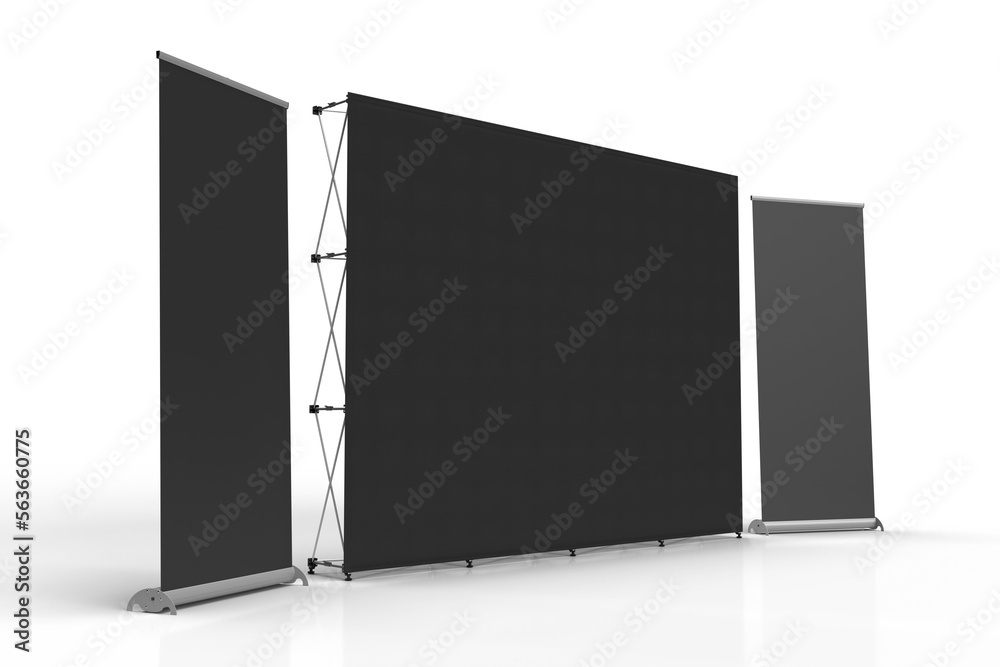 Black Fabric Wall Banner Exhibition Graphic Wall and Retractable ...