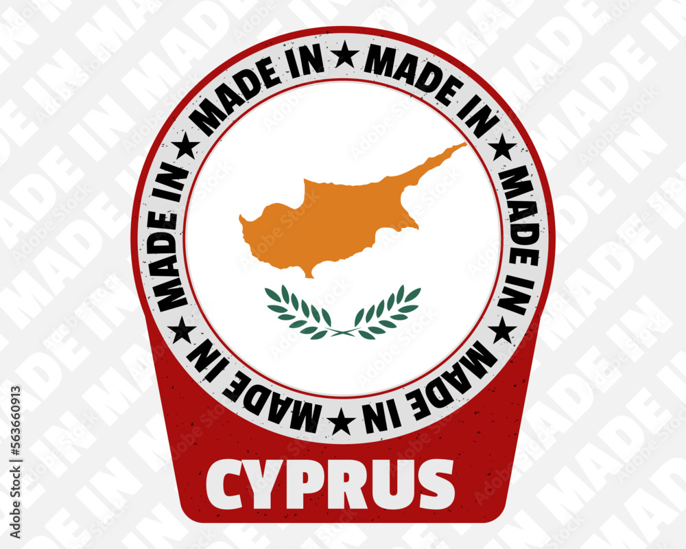 Made in Cyprus vector badge, simple isolated icon with country flag ...