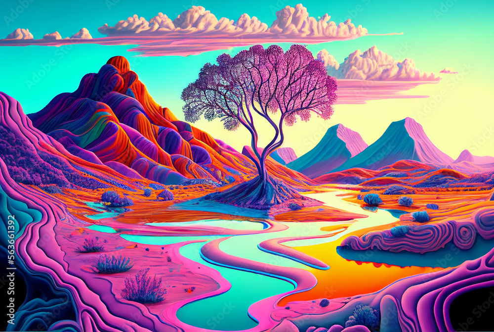 surreal landscape Stock Illustration | Adobe Stock
