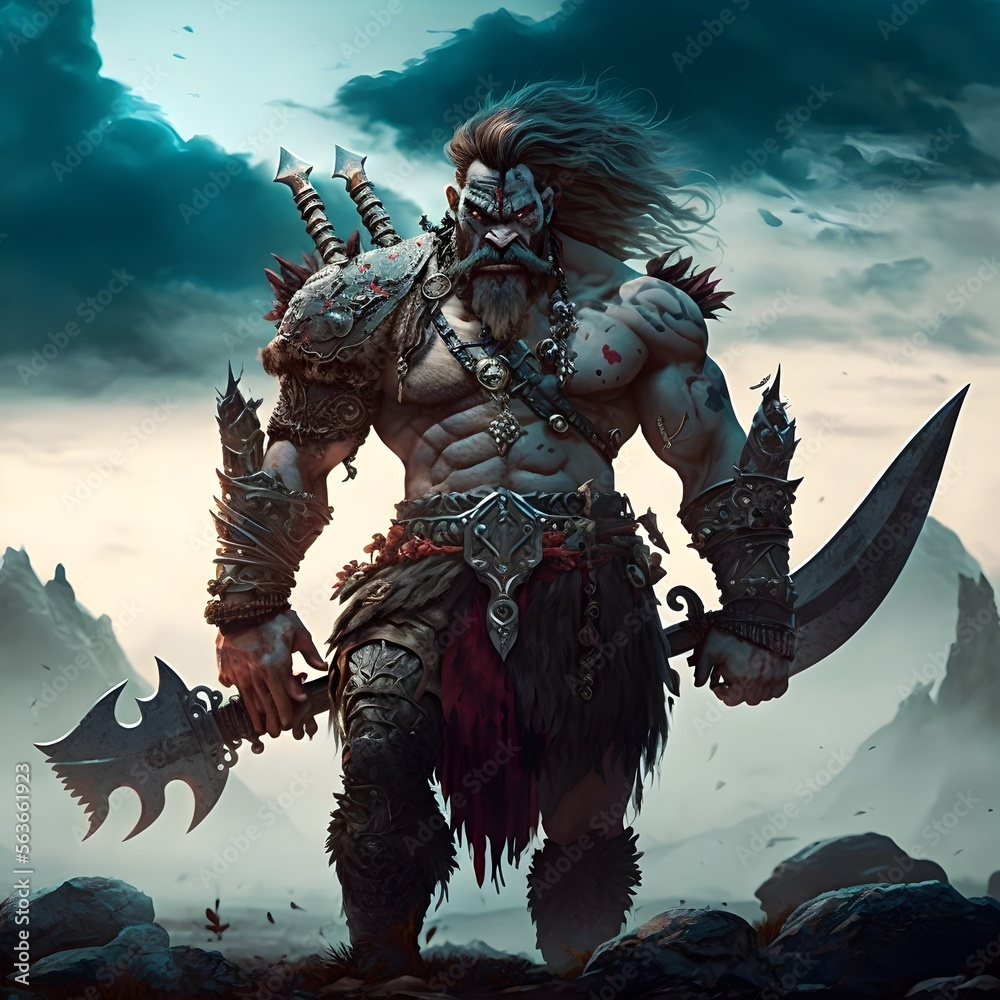 evil Viking warrior with a massive sword Stock Illustration | Adobe Stock