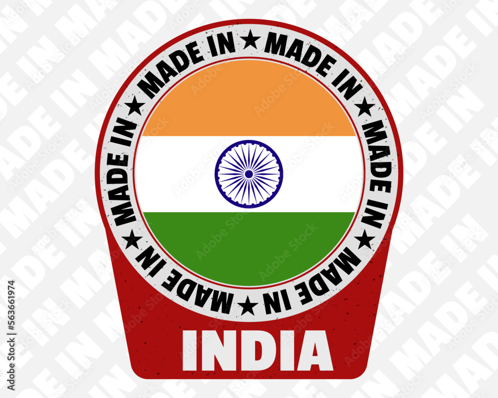 Made in India vector badge, simple isolated icon with country flag ...