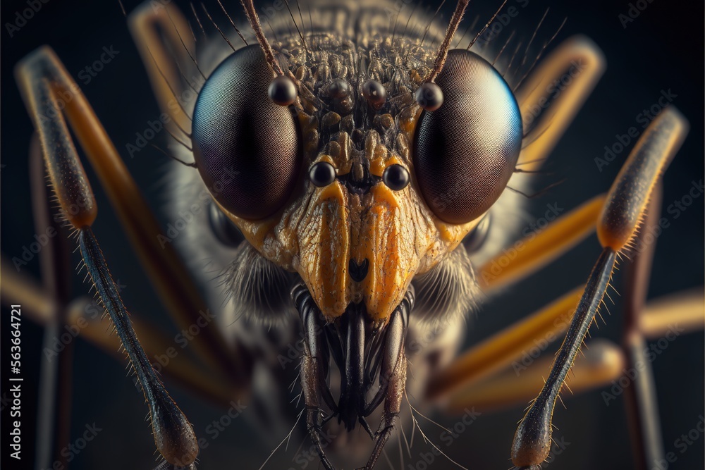 a close up of a fly with large eyes and antennae on it's head, with ...