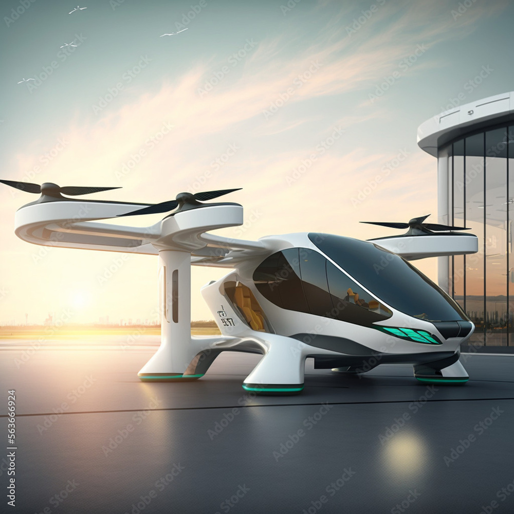 Vtol in an airport. Generative AI. Stock Illustration | Adobe Stock