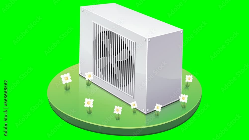 Animation loop of a heat pump with its propeller rotating in a loop ...