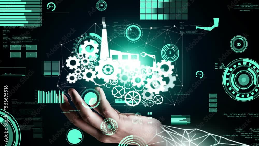 Futuristic industry 4.0 and inventive mechanized engineering concept ...