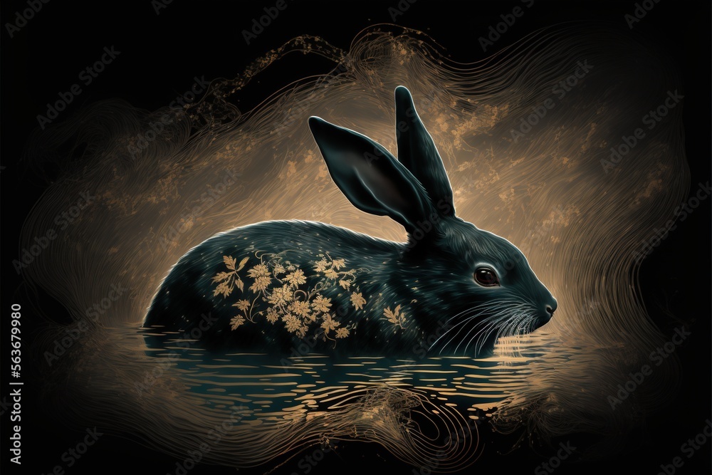 Chinese new year 2023 year of black water rabbit illustration ...